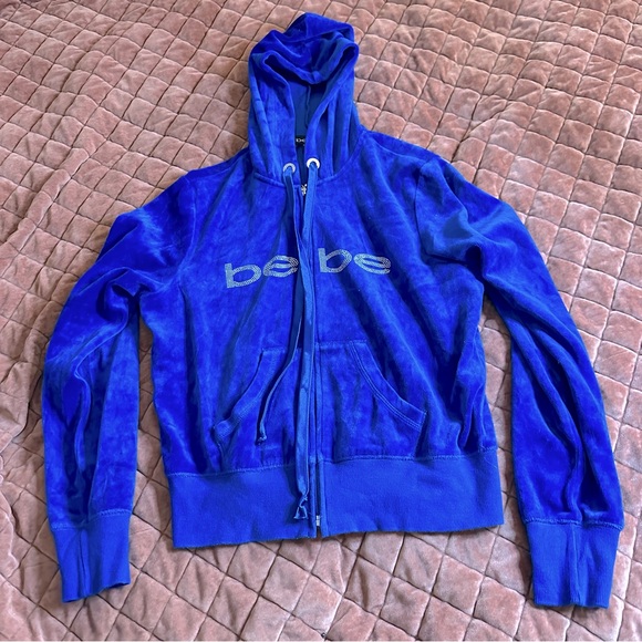 bebe | Tops | Royal Blue Bebe Velvet Velour Jacket | Poshmark